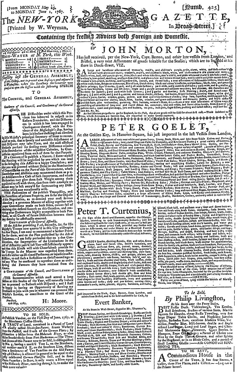 New-York Gazette | The Adverts 250 Project