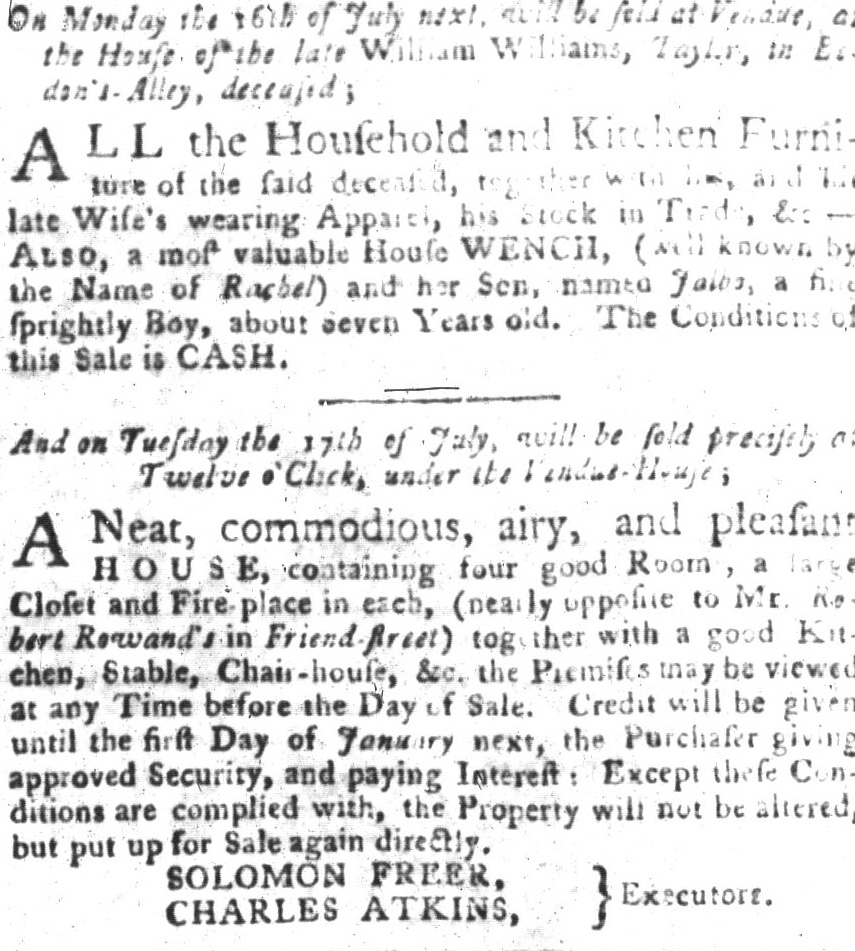 Slavery Advertisements Published July 10, 1770 | The Adverts 250 Project