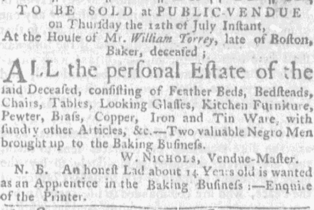 Slavery Advertisements Published July 5, 1770 | The Adverts 250 Project