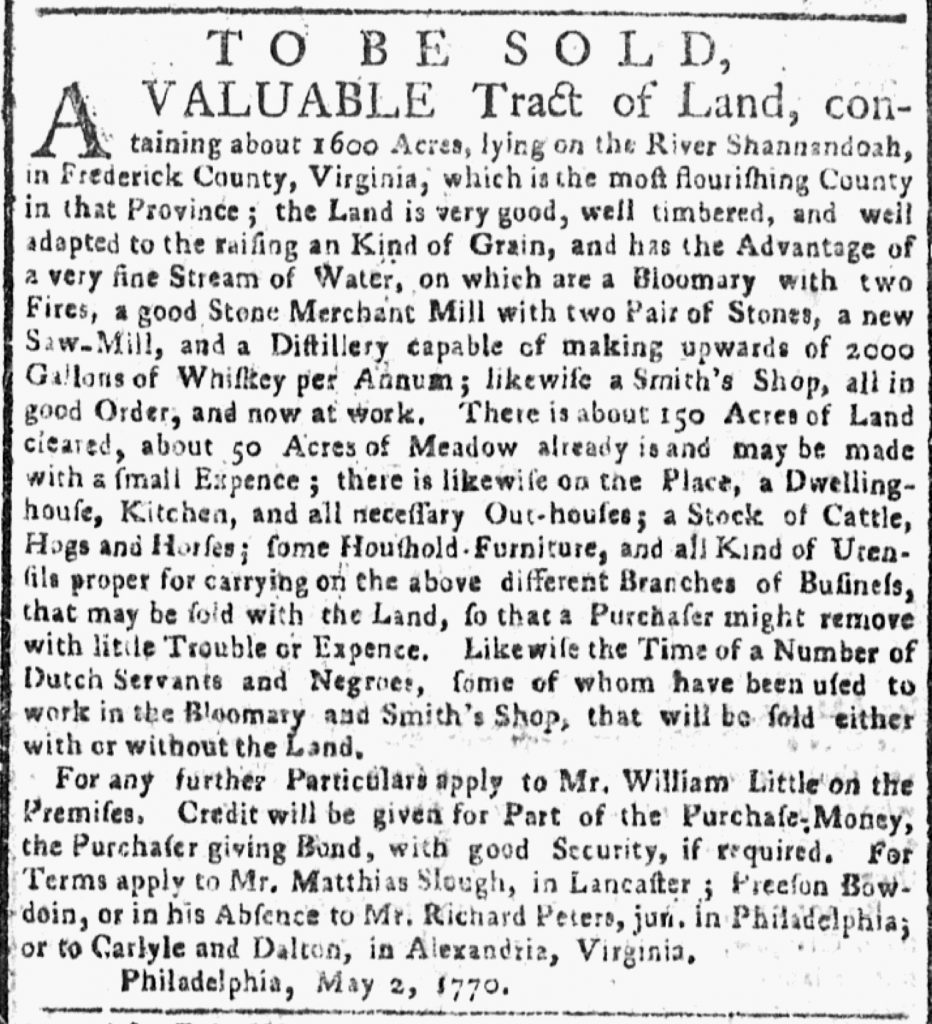 Slavery Advertisements Published June 4, 1770 | The Adverts 250 Project