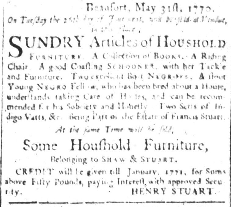 Slavery Advertisements Published June 8, 1770 | The Adverts 250 Project