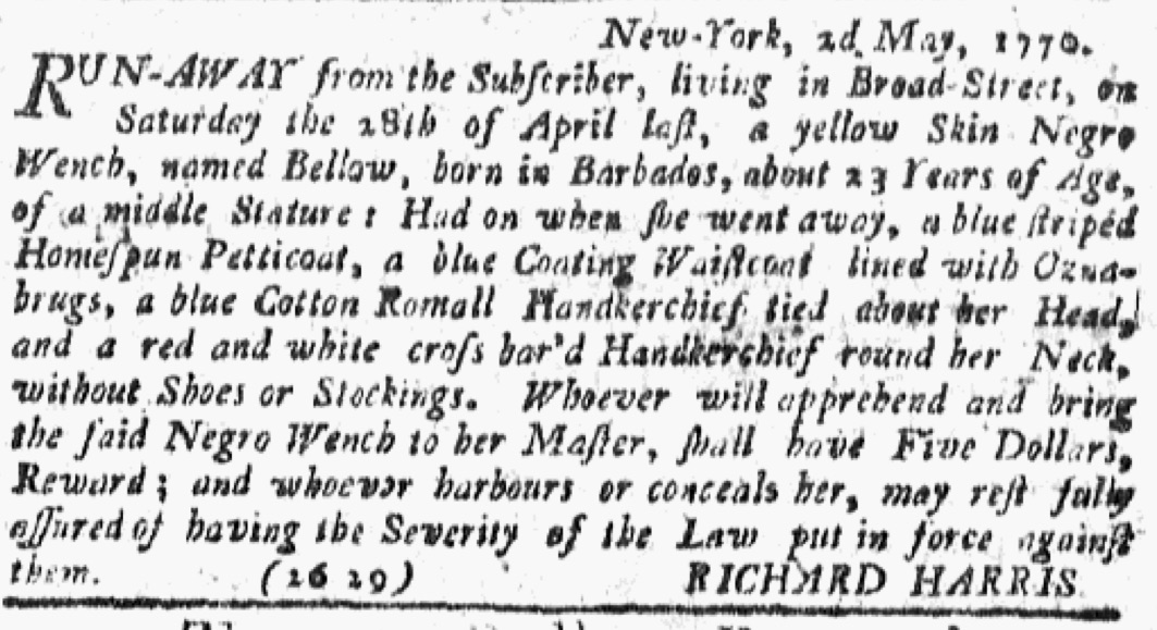 Slavery Advertisements Published May 17, 1770 | The Adverts 250 Project