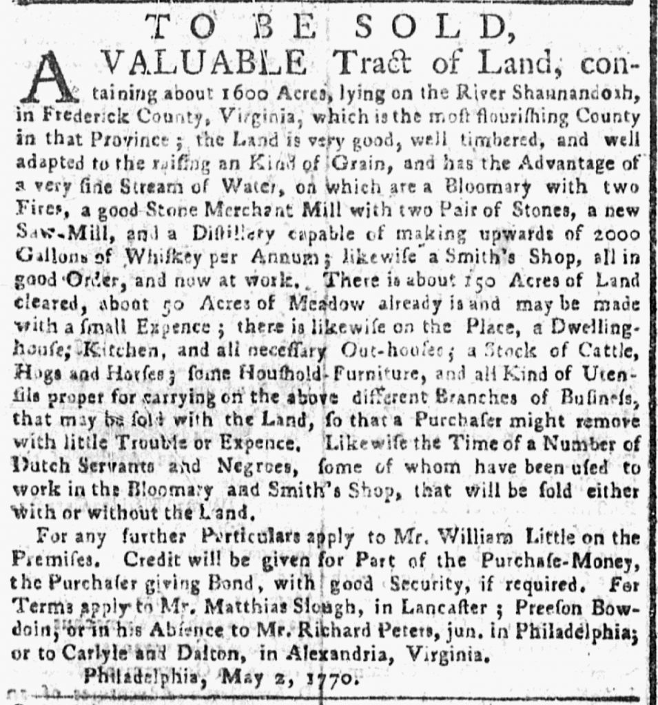 Slavery Advertisements Published May 28, 1770 | The Adverts 250 Project