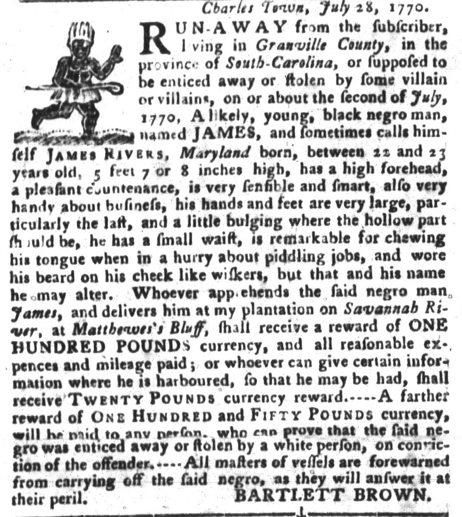 Slavery Advertisements Published August 7, 1770 | The Adverts 250 Project