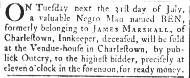 Slavery Advertisements Published July 25, 1770 | The Adverts 250 Project