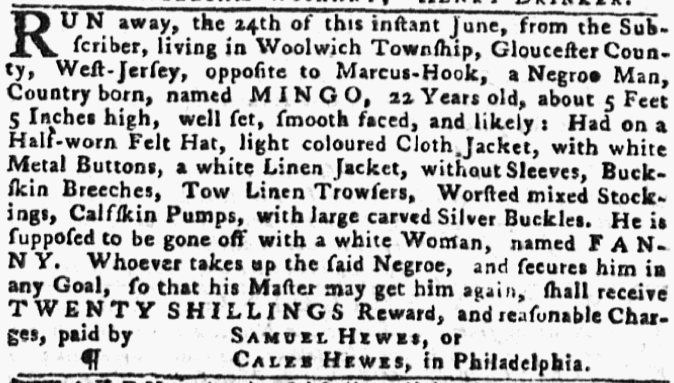 Slavery Advertisements Published on June 28, 1770 | The Adverts 250 Project