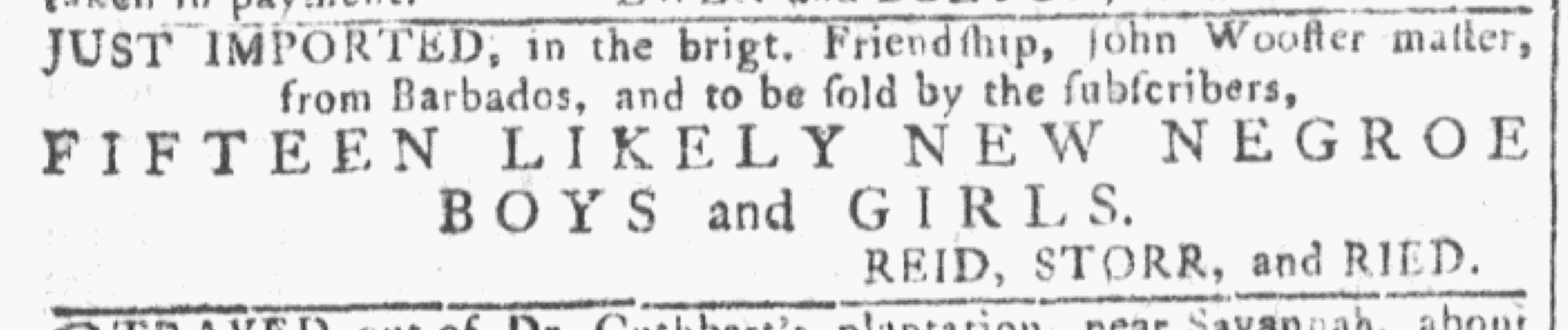 Slavery Advertisements Published January 10, 1770 | The Adverts 250 Project