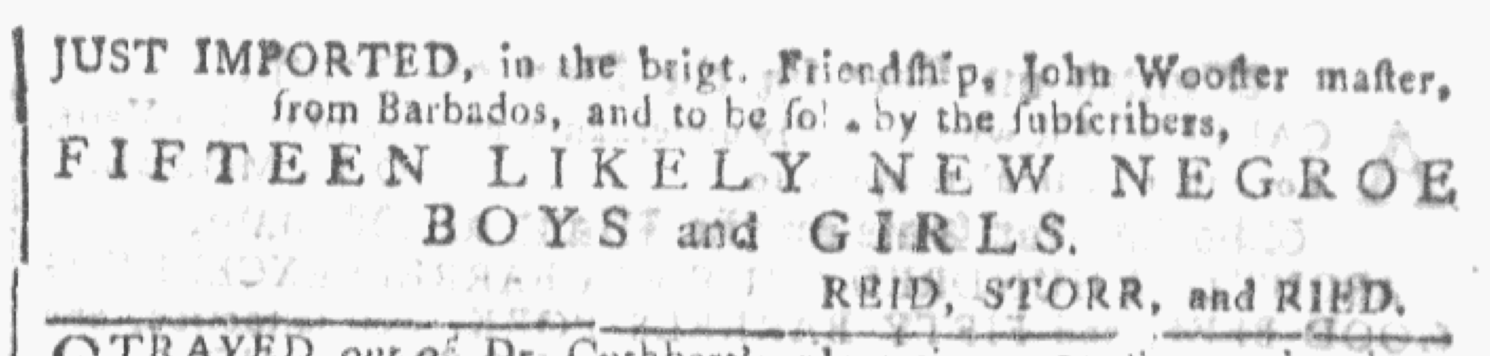 Slavery Advertisements Published January 3, 1770 | The Adverts 250 Project