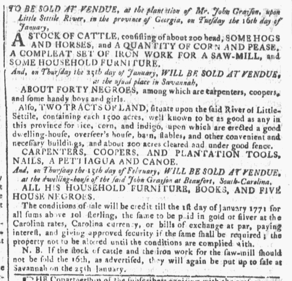 Slavery Advertisements Published January 17, 1770 | The Adverts 250 Project