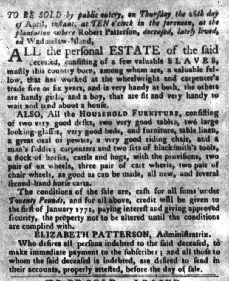 Slavery Advertisements Published April 3, 1770 | The Adverts 250 Project