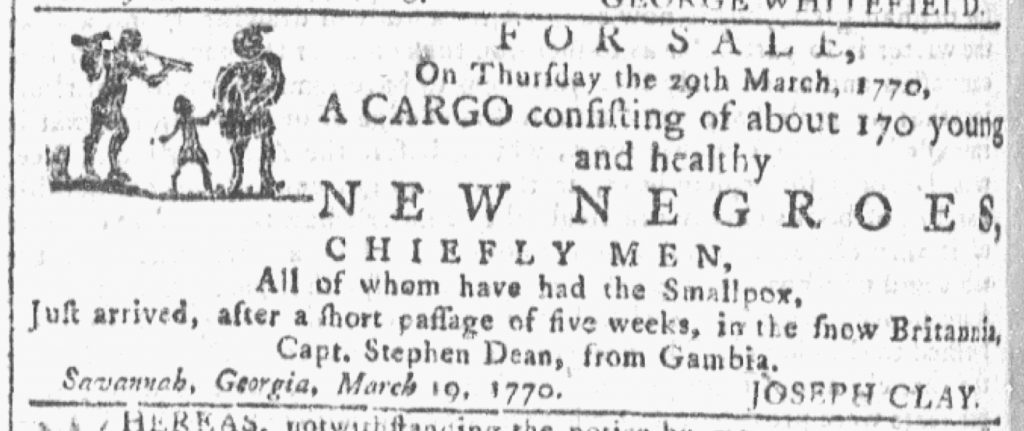 Slavery Advertisements Published March 28, 1770 | The Adverts 250 Project
