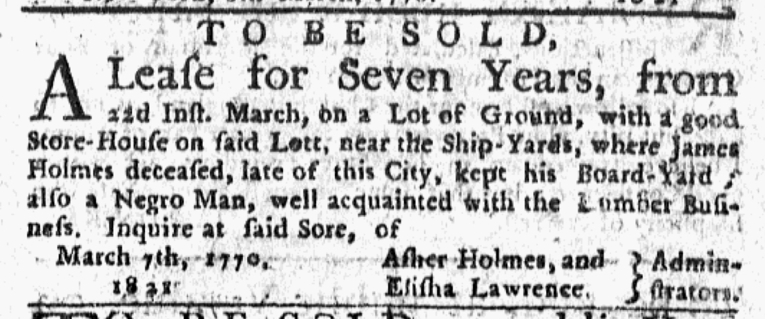 Slavery Advertisements Published March 8, 1770 | The Adverts 250 Project