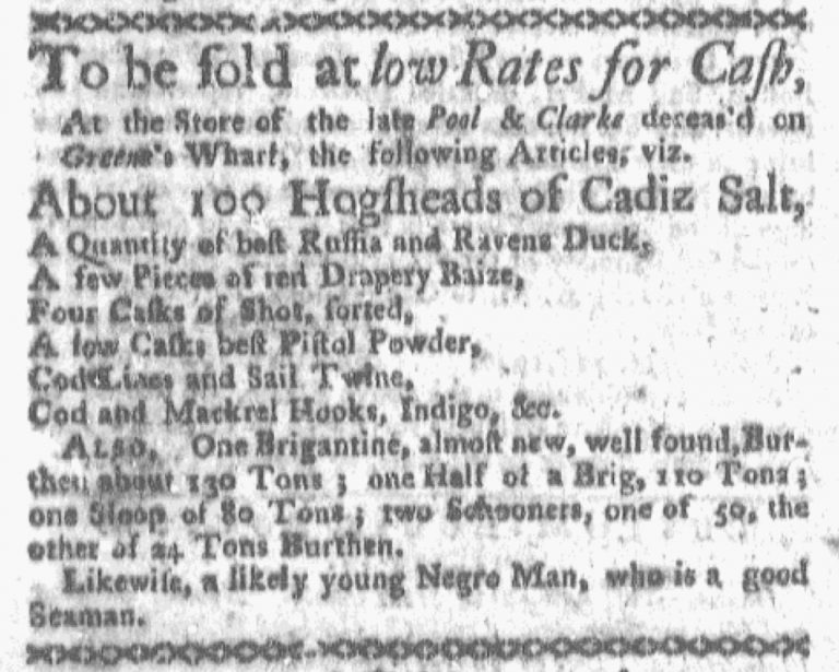 Slavery Advertisements Published October 1, 1770 | The Adverts 250 Project