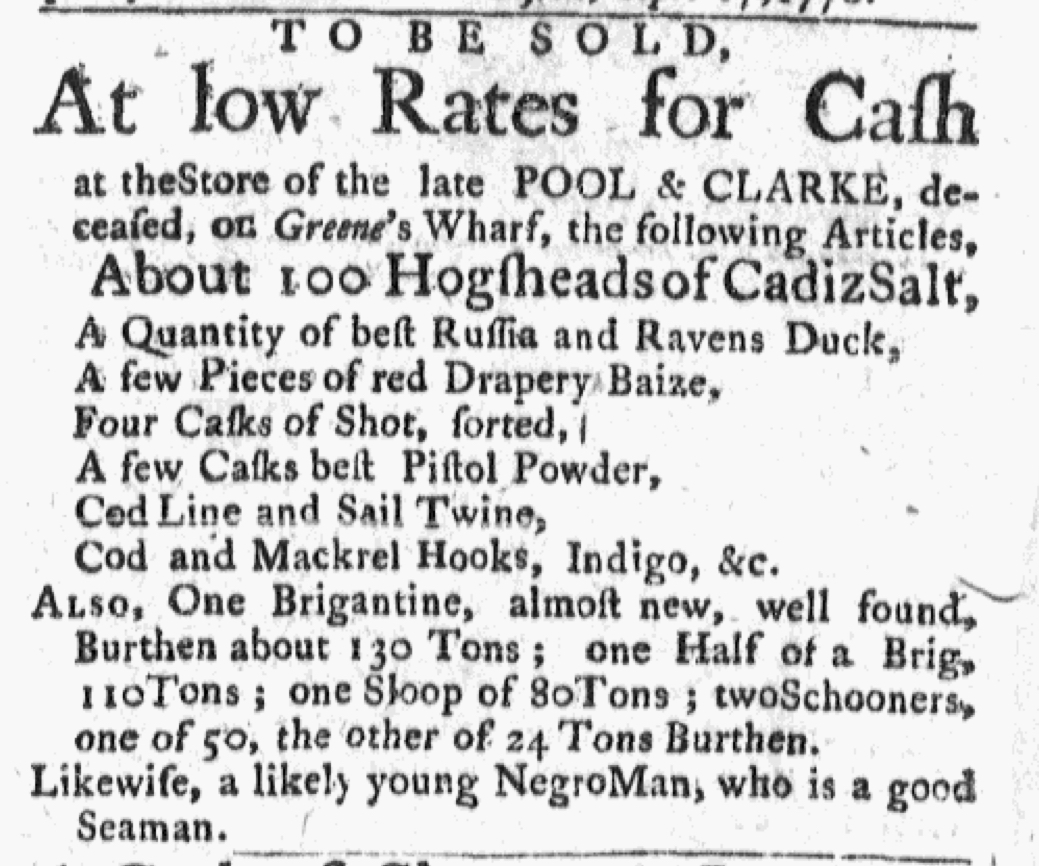 Slavery Advertisements Published October 1, 1770 | The Adverts 250 Project