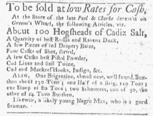 Slavery Advertisements Published September 24, 1770 | The Adverts 250 ...