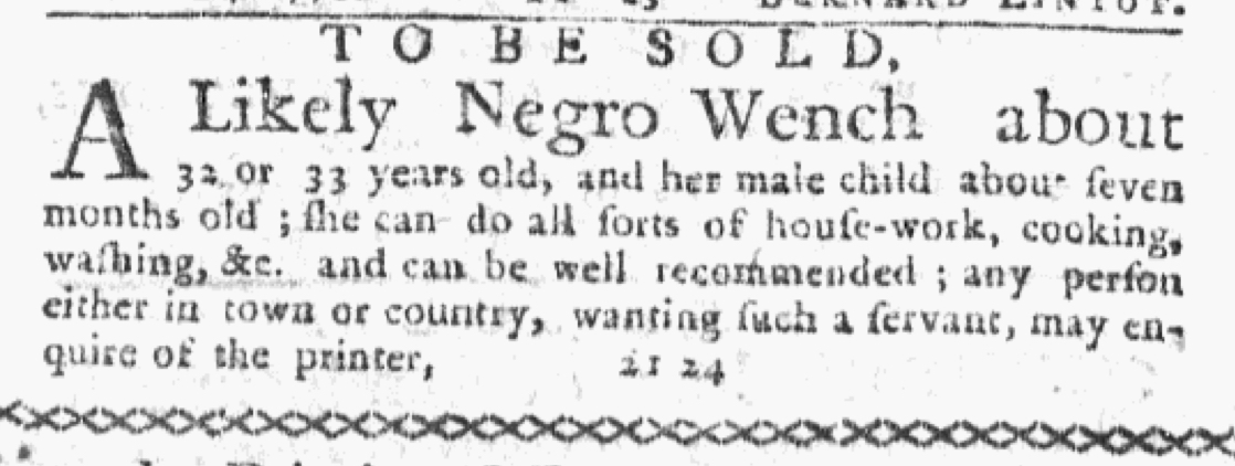 Slavery Advertisements Published April 19, 1770 | The Adverts 250 Project