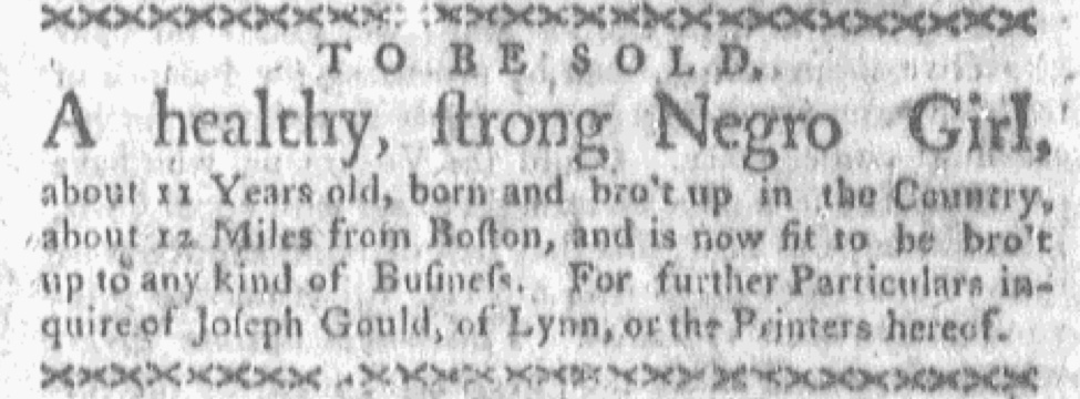 Slavery Advertisements Published April 23, 1770 | The Adverts 250 Project