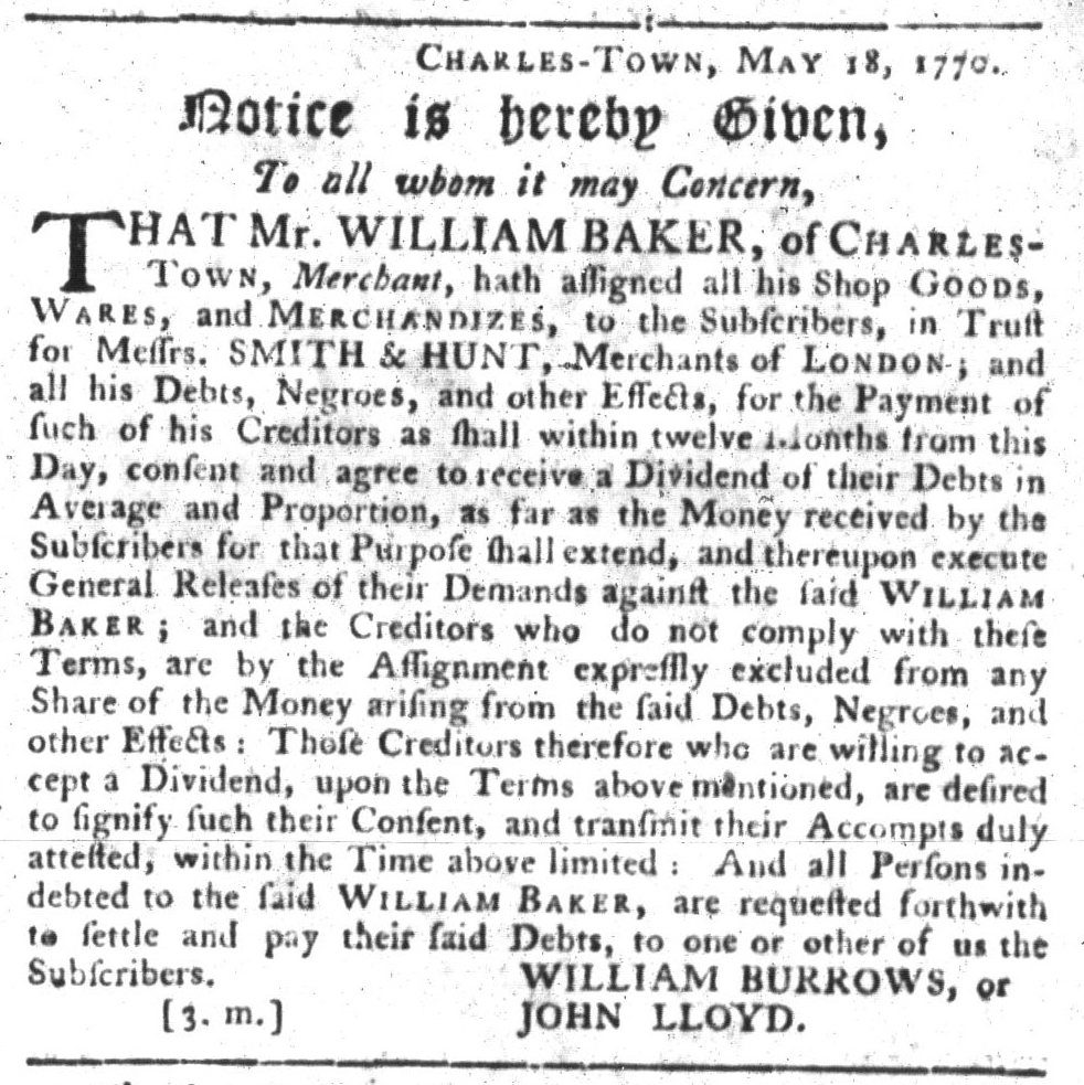 Slavery Advertisements Published December 13, 1770 | The Adverts 250 ...