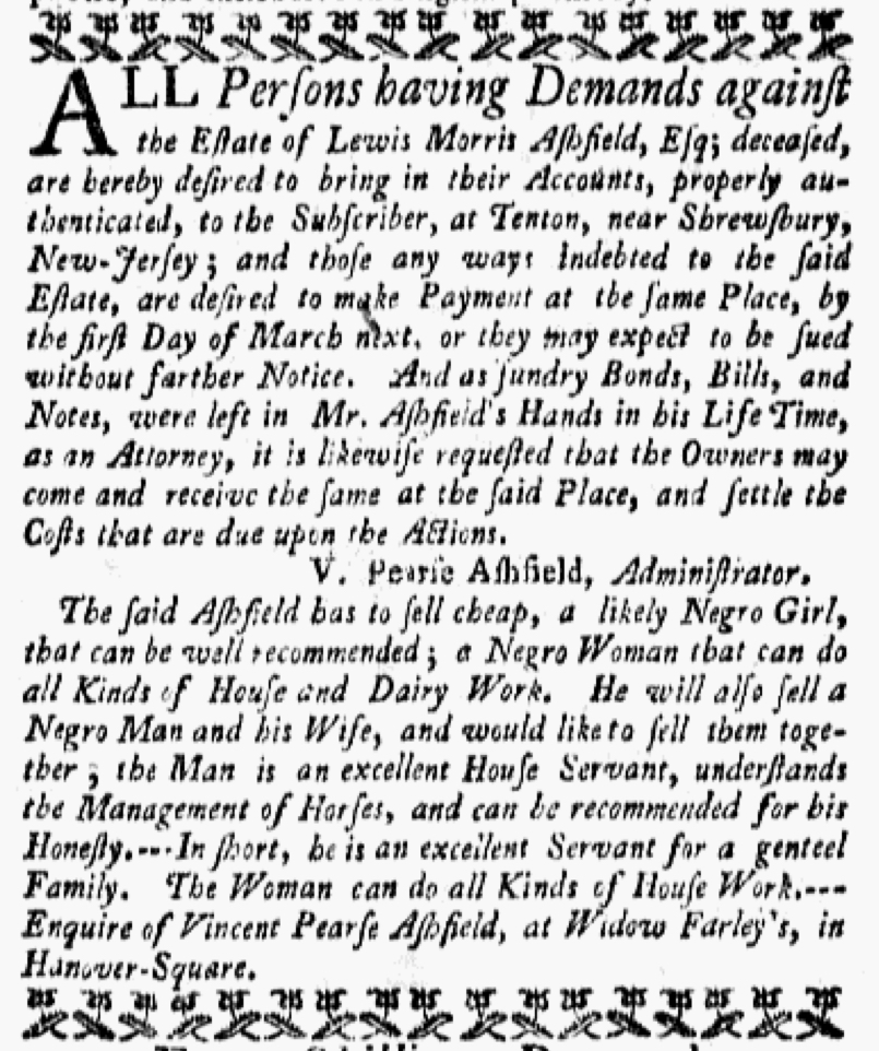 Slavery Advertisements Published November 26, 1770 | The Adverts 250 ...