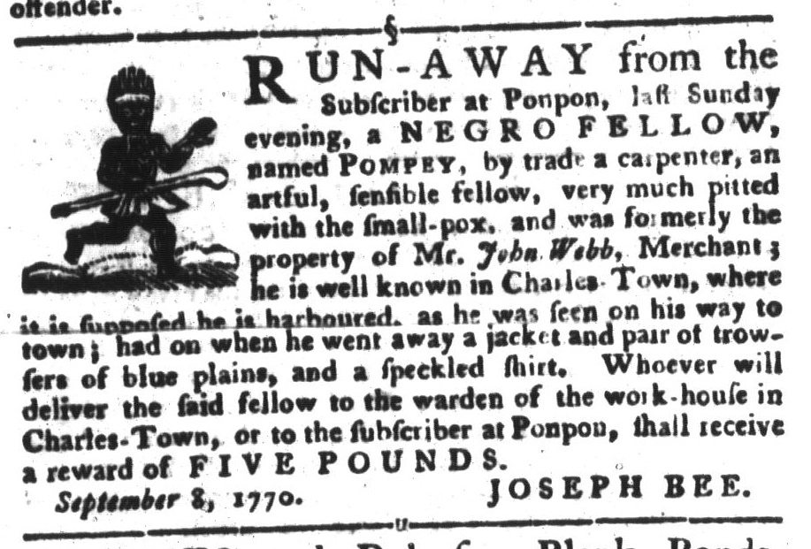 Slavery Advertisements Published October 30, 1770 | The Adverts 250 Project