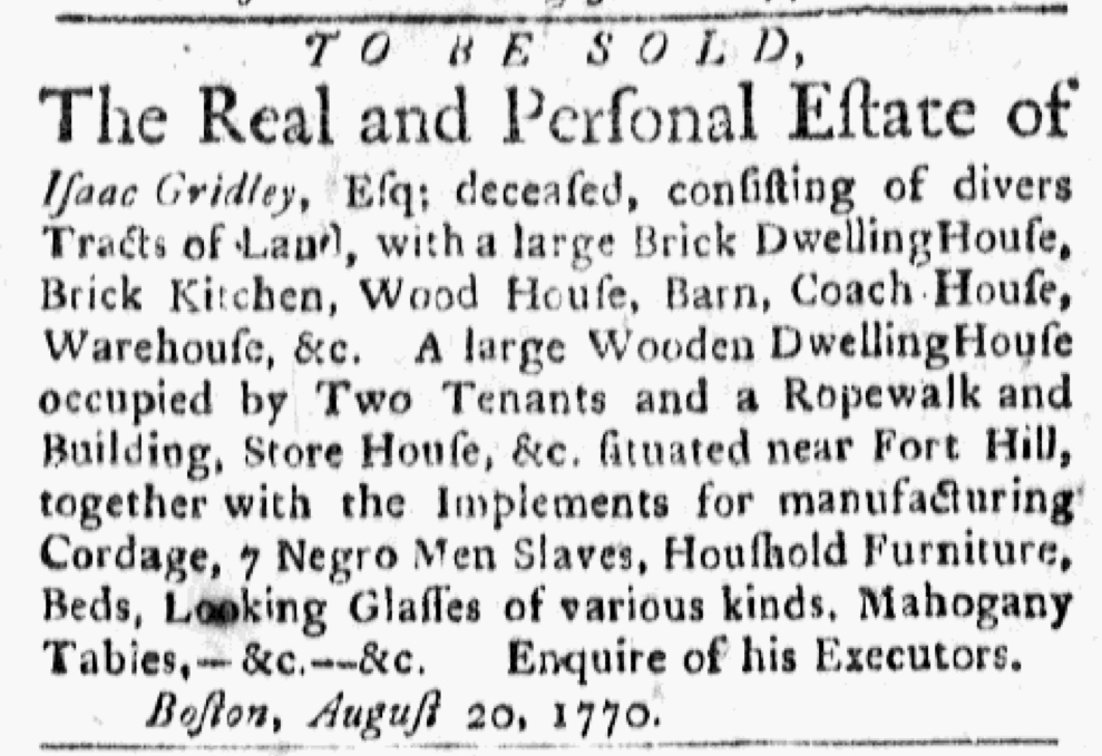 Slavery Advertisements Published August 27, 1770 | The Adverts 250 Project