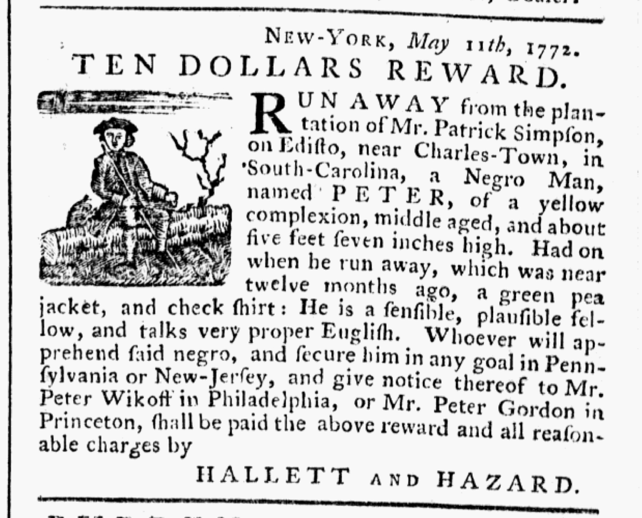 Slavery Advertisements Published June 15, 1772 | The Adverts 250 Project