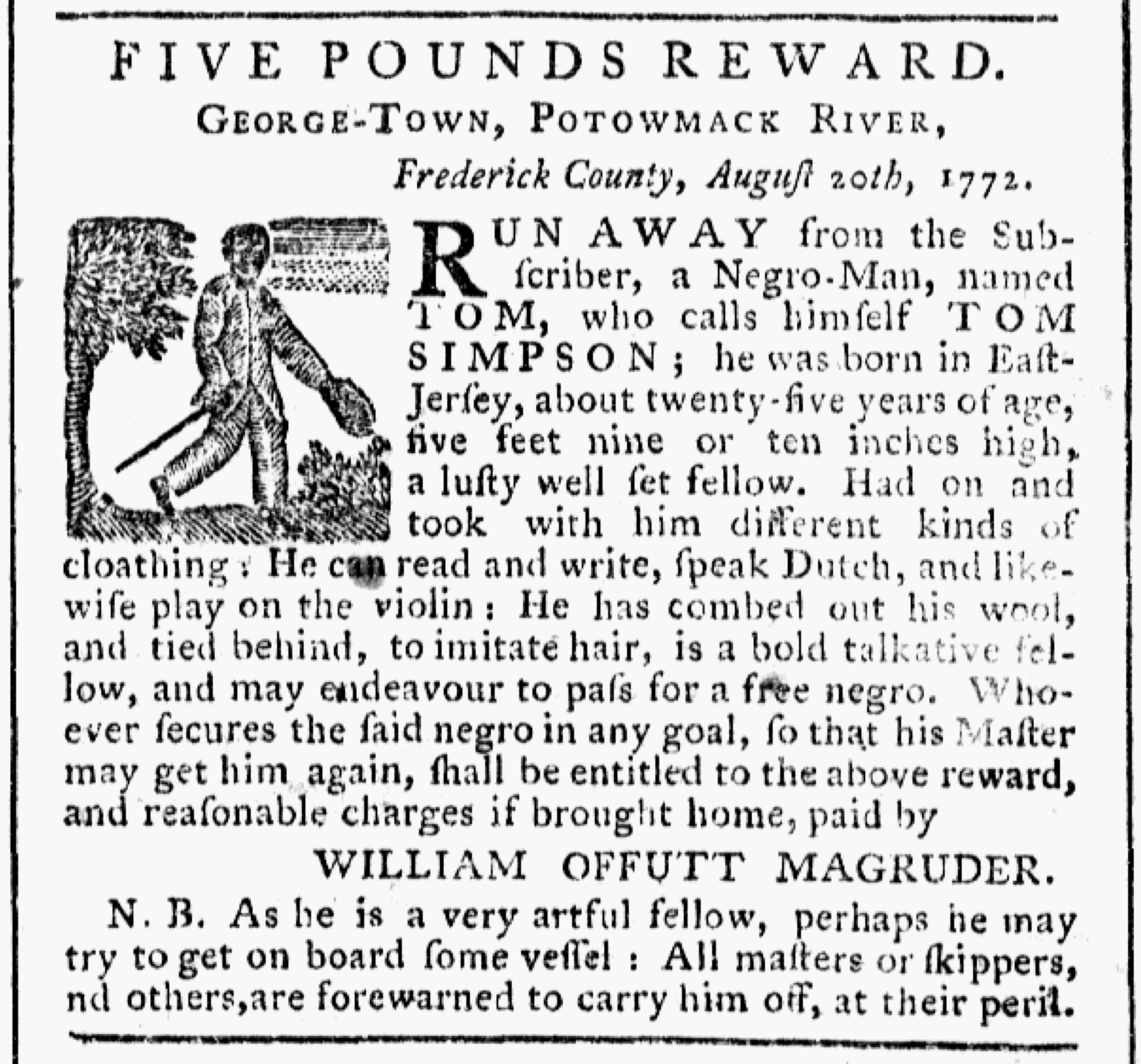 Slavery Advertisements Published September 7, 1772 | The Adverts 250 ...
