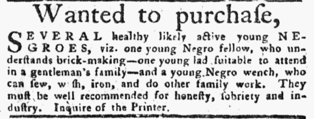 Slavery Advertisements Published October 10, 1772 | The Adverts 250 Project