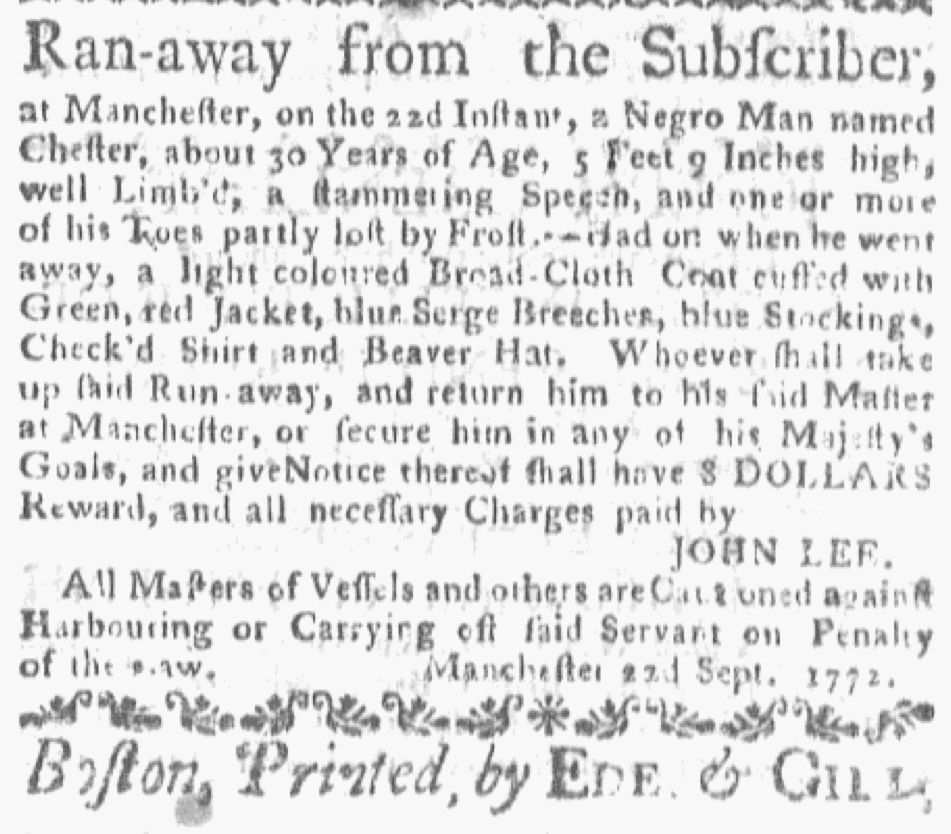 Slavery Advertisements Published October 19, 1772 | The Adverts 250 Project
