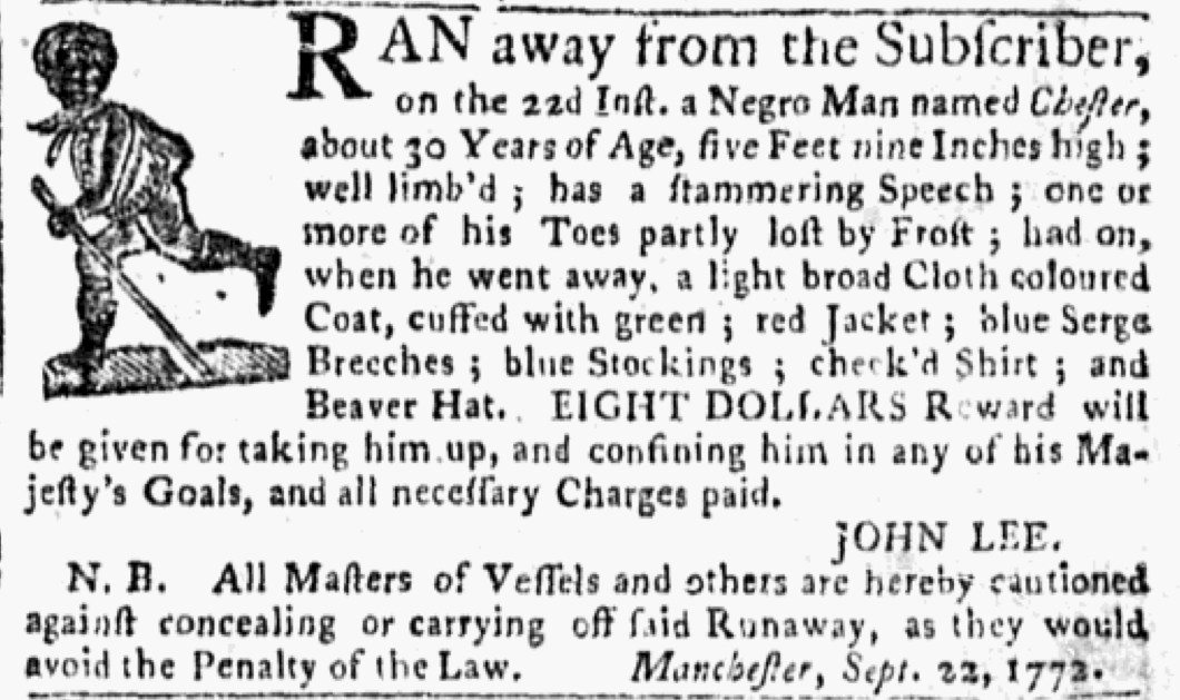 Slavery Advertisements Published September 29, 1772 | The Adverts 250 ...