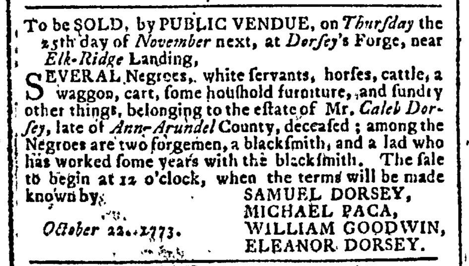 Slavery Advertisements Published November 20, 1773 | The Adverts 250 ...