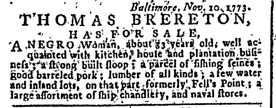 Slavery Advertisements Published November 27, 1773 | The Adverts 250 ...