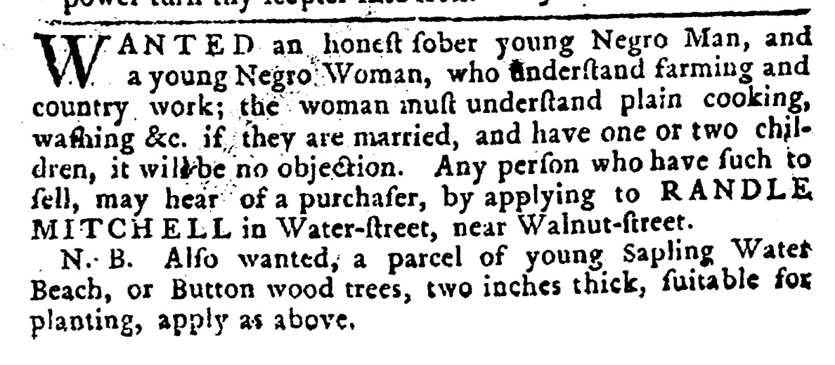 Slavery Advertisements Published October 20, 1773 | The Adverts 250 Project