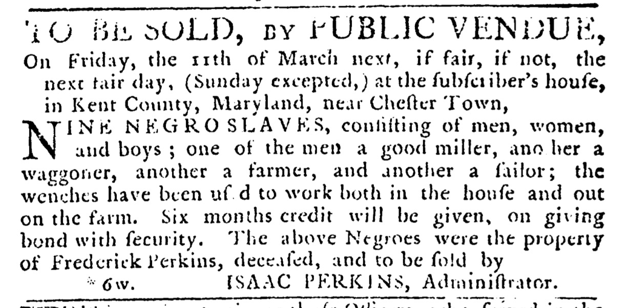 Slavery Advertisements Published February 23, 1774 | The Adverts 250 ...