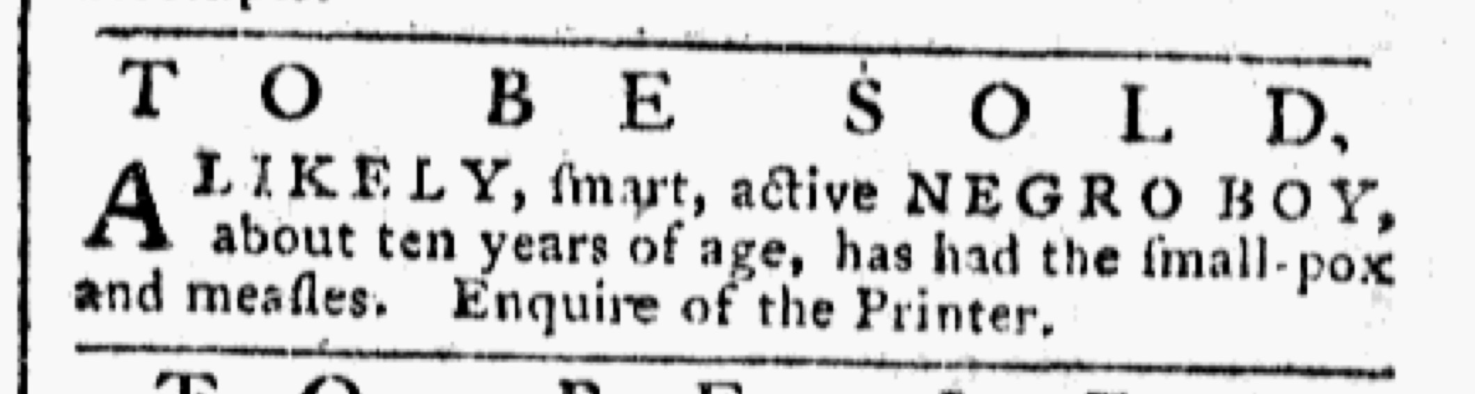 Slavery Advertisements Published June 5, 1775 | The Adverts 250 Project