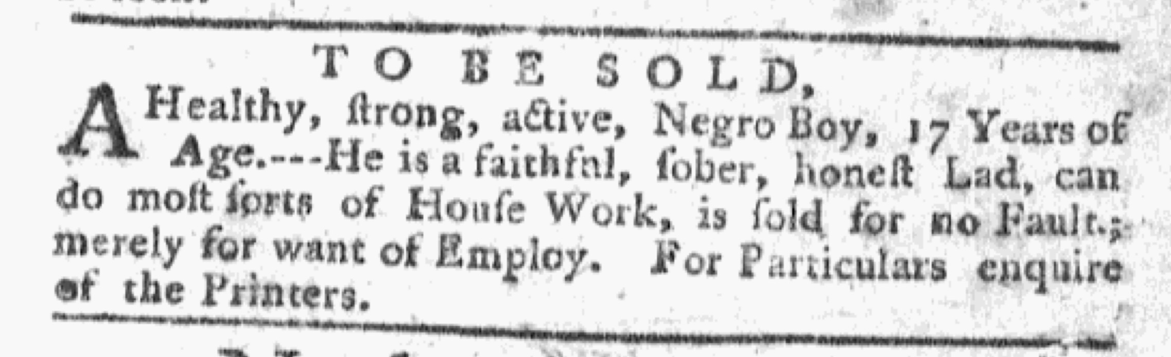 Slavery Advertisements Published July 10, 1775 | The Adverts 250 Project
