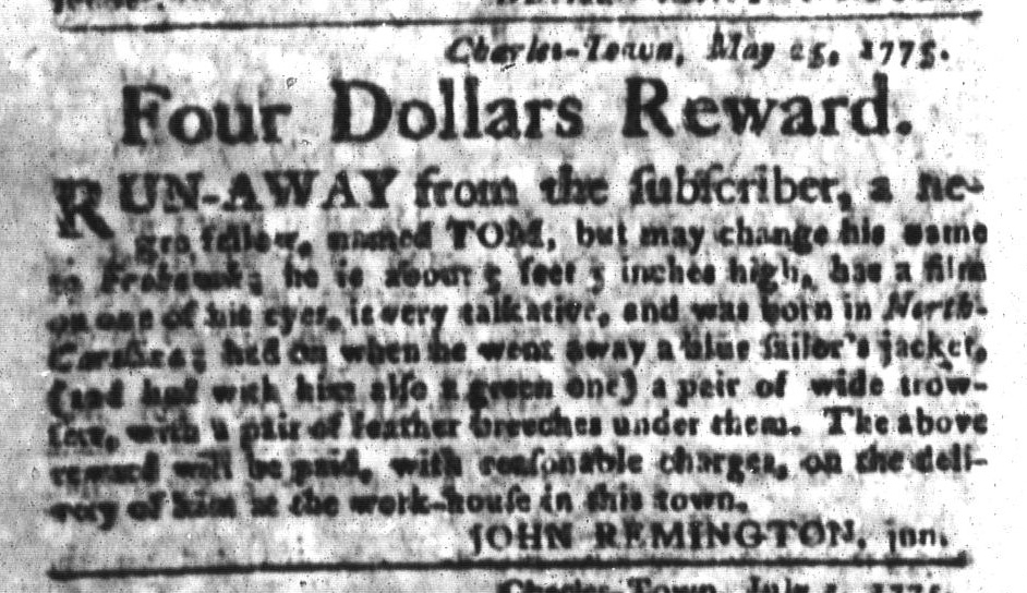 Slavery Advertisements Published July 11, 1775 | The Adverts 250 Project