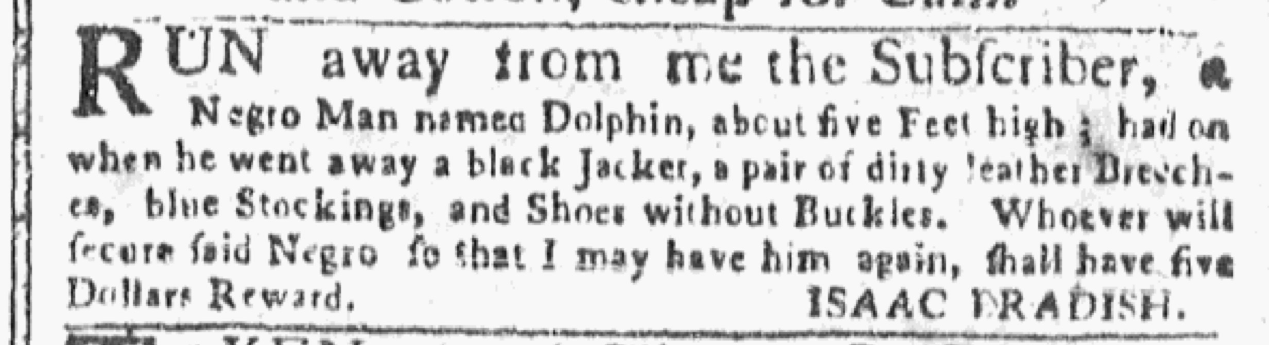 Slavery Advertisements Published July 27, 1775 | The Adverts 250 Project