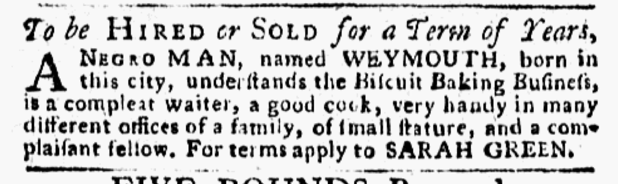 Slavery Advertisements Published July 28, 1775 | The Adverts 250 Project