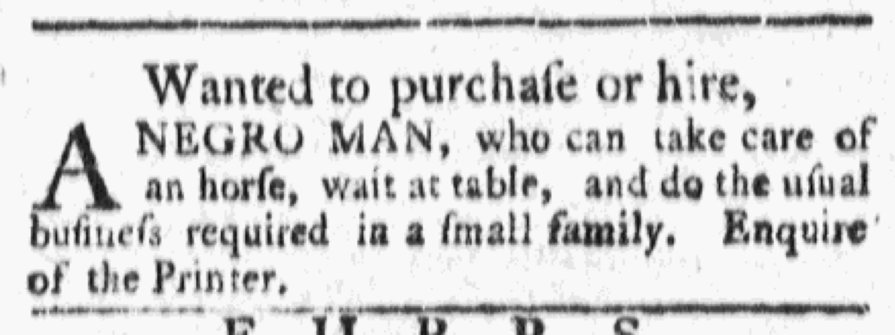 Slavery Advertisements Published July 6, 1775 | The Adverts 250 Project