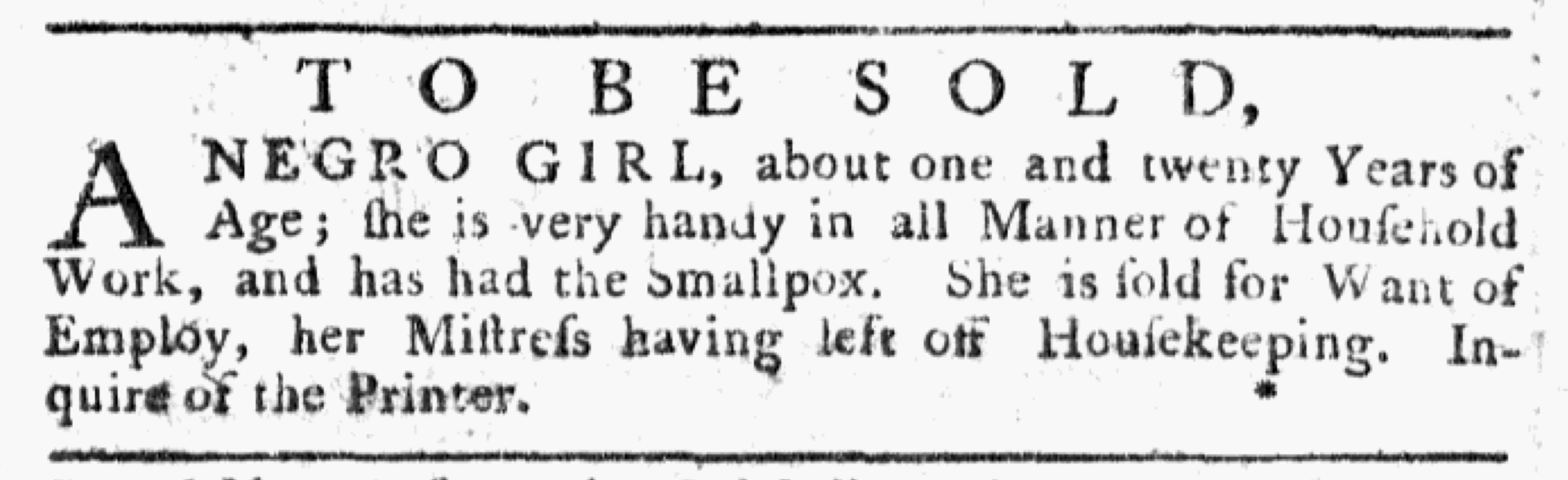 Slavery Advertisements Published June 22, 1775 | The Adverts 250 Project