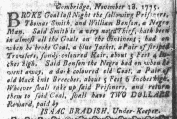Slavery Advertisements Published December 11, 1775 | The Adverts 250 ...