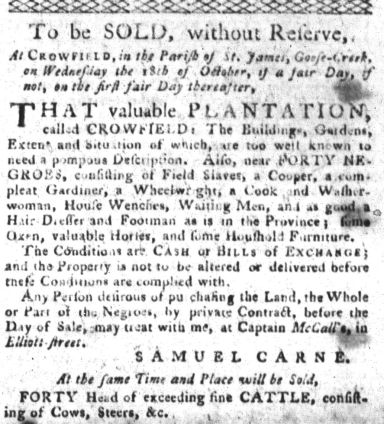 Slavery Advertisements Published October 17, 1775 | The Adverts 250 Project