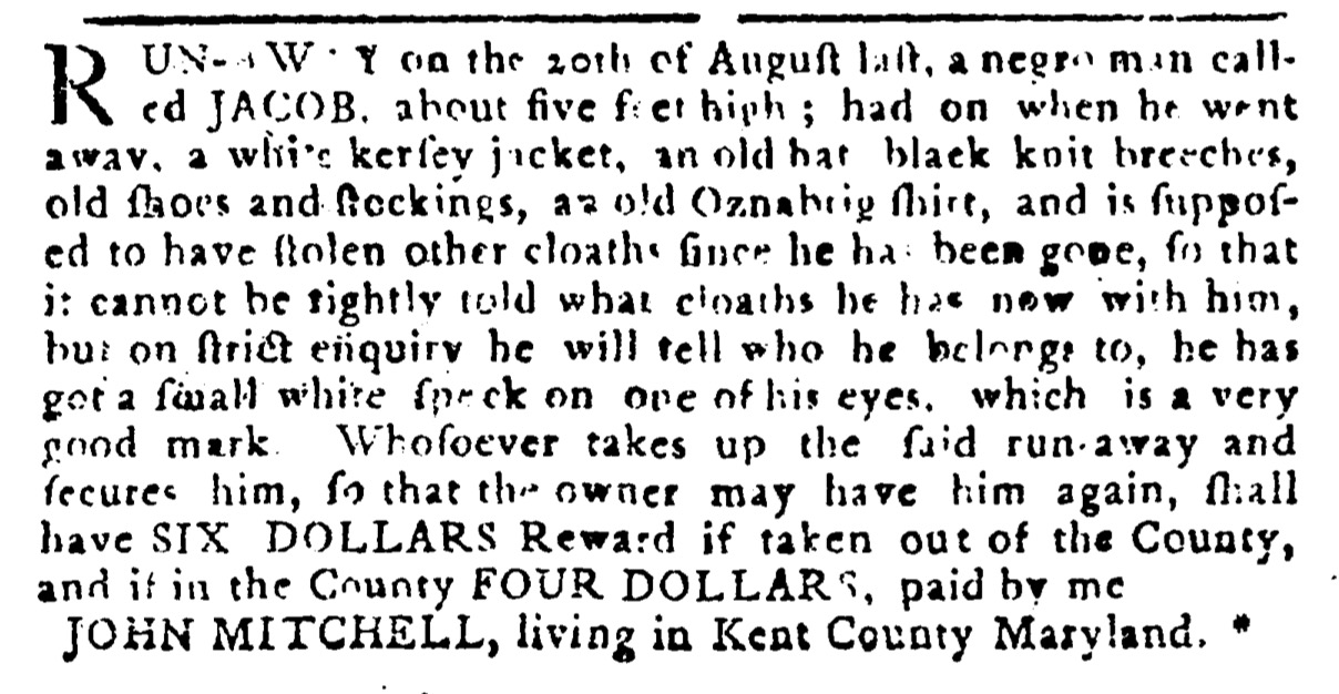 Slavery Advertisements Published November 8, 1775 | The Adverts 250 Project