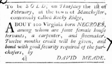 Slavery Advertisements Published January 5, 1776 | The Adverts 250 Project
