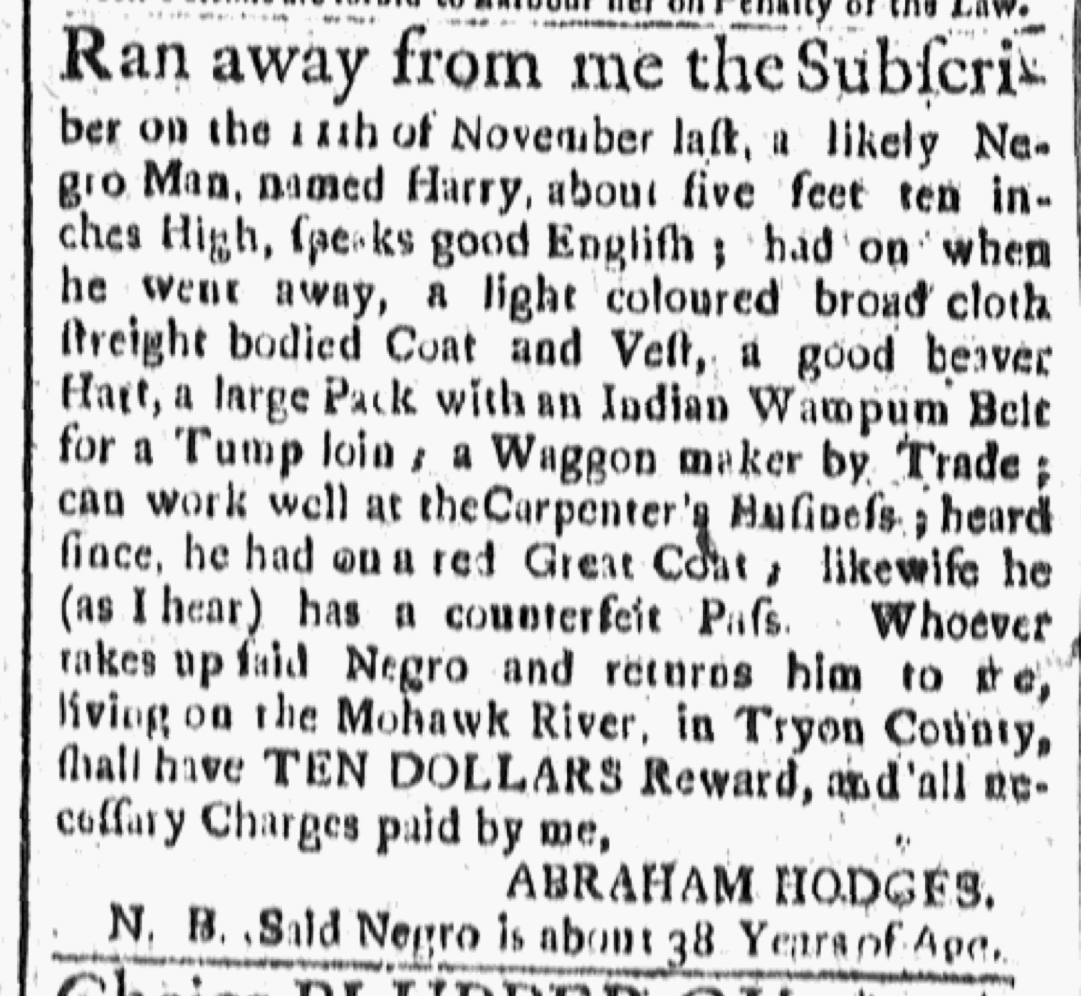 Slavery Advertisements Published February 2, 1776 | The Adverts 250 Project