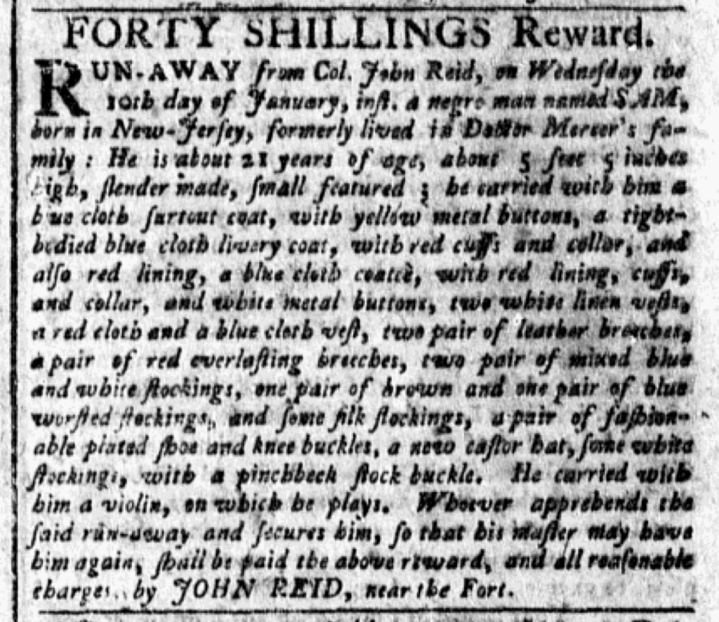 Slavery Advertisements Published January 22, 1776 | The Adverts 250 Project