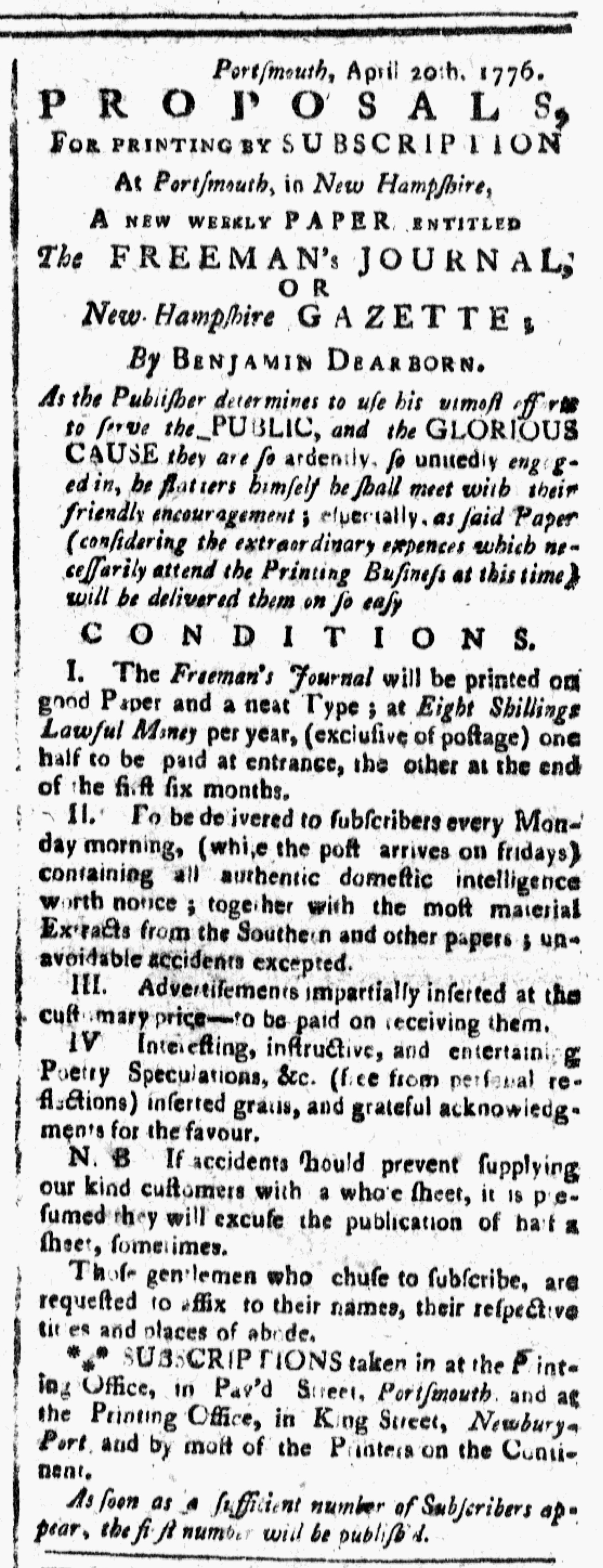 Freeman’s Journal | The Adverts 250 Project
